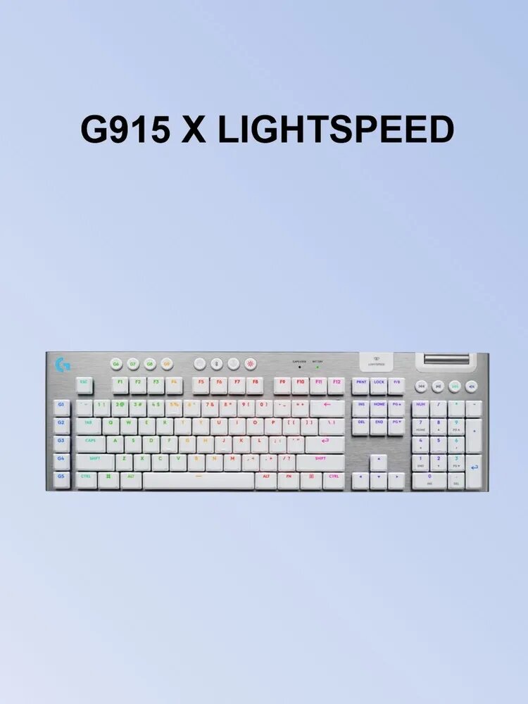 Logitech Игровая клавиатура беспроводная G915 X LIGHTSPEED, (GL Tactile Brown), Английская раскладка, белый