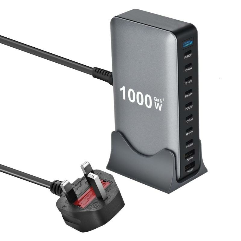 Быстрое зарядное устройство Gans PD на 1000 Вт, UK