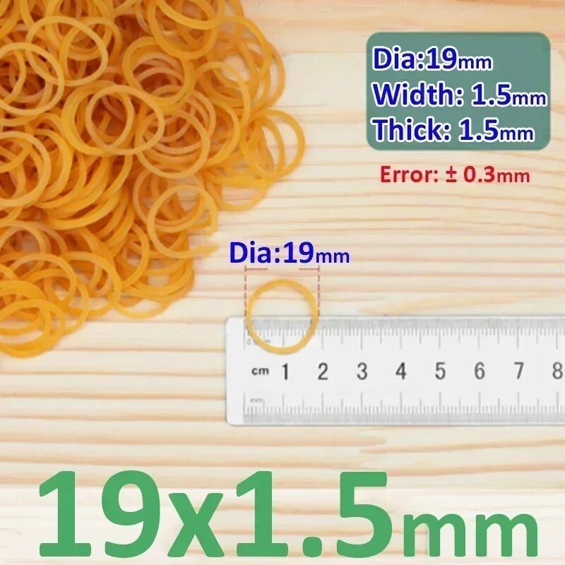 Желтые резинки из натурального каучука 10-50 мм 100Pcs, 19x1.5mm