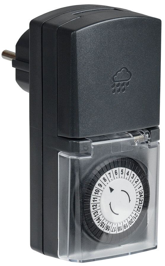 Розетка-таймер IEK механический, таймер на 30 минут, суточный, 48 программ, 16 А, IP44