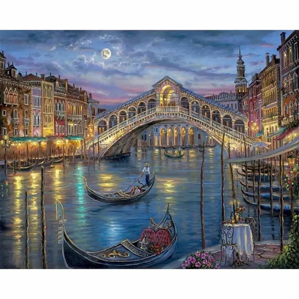 Цифровая живопись Мост Риальто, 50x40 см, DIY