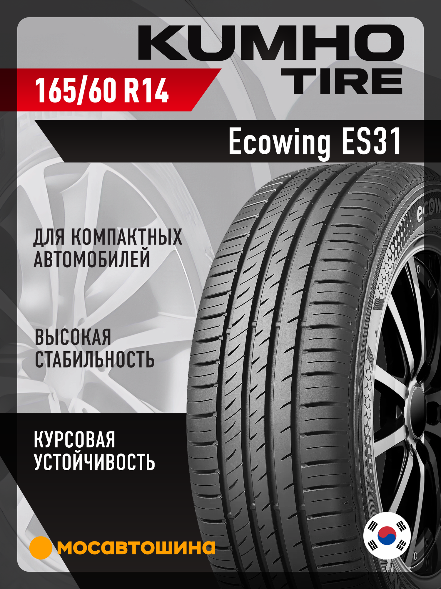 Летние автомобильные шины Kumho Ecowing ES31 165/60 R14 75H