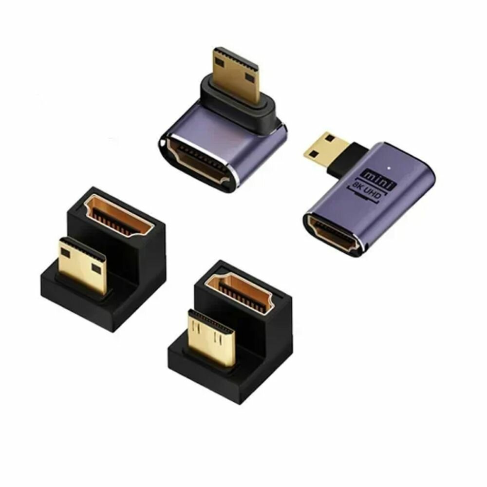 HDMI-совместимый адаптер, угловой переходник с разъемом 90-270 градусов, штекер-гнездо, разъем 8K HD, удлинитель, совместимый с Mini/Micro HDMI.