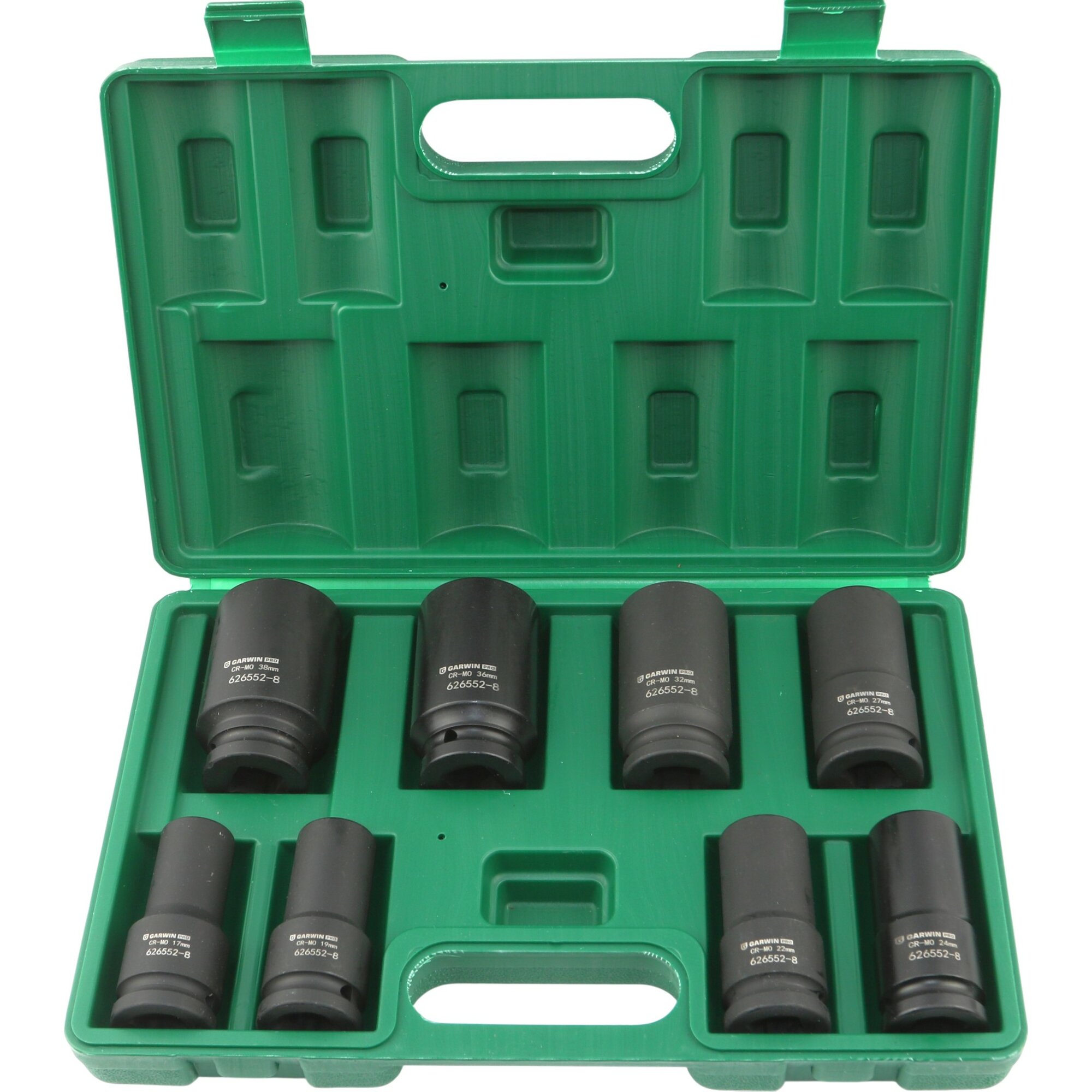 GARWIN PRO 626552-8 Набор ударных головок глубоких 3/4", 90 мм, 8 пр, 17-38 мм