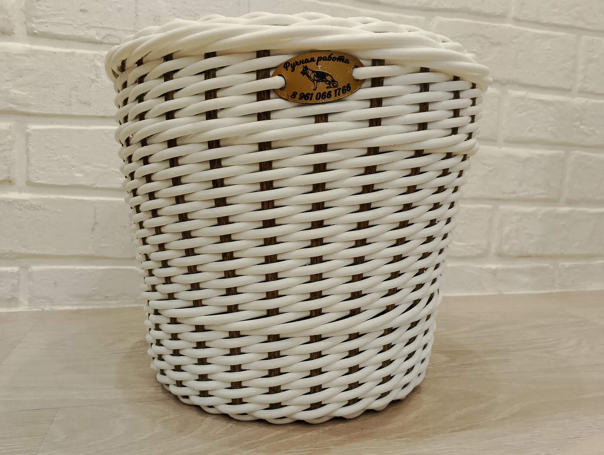 Кашпо для растений 12 литров ручная работа из искусственного ротанга