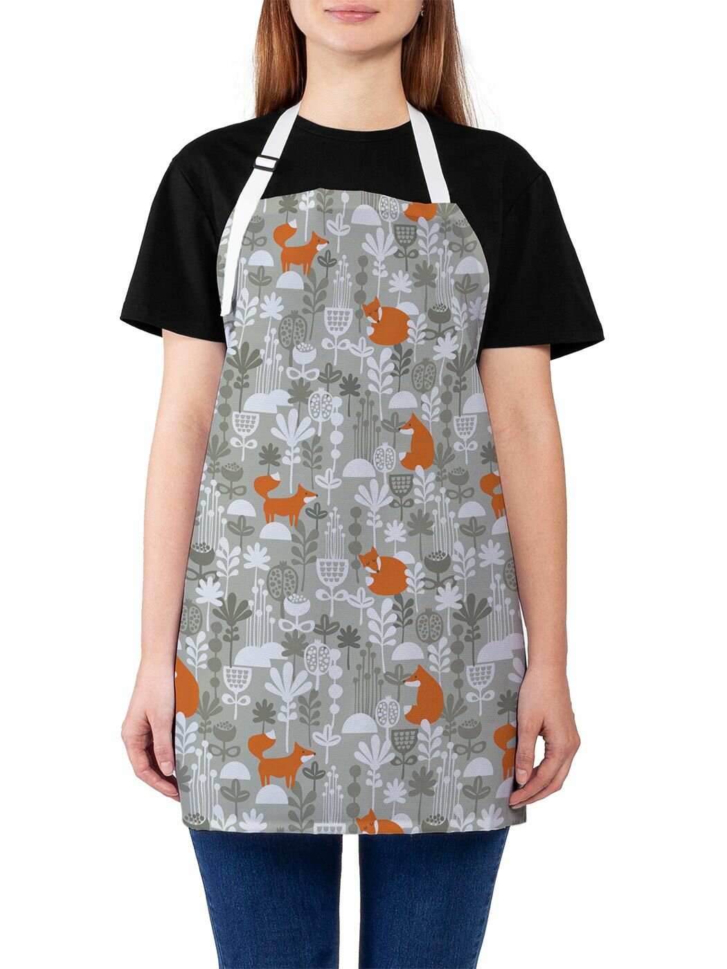 Фартук кухонный тканевый "Лиса на природе" 65х65х28 см, JoyArty