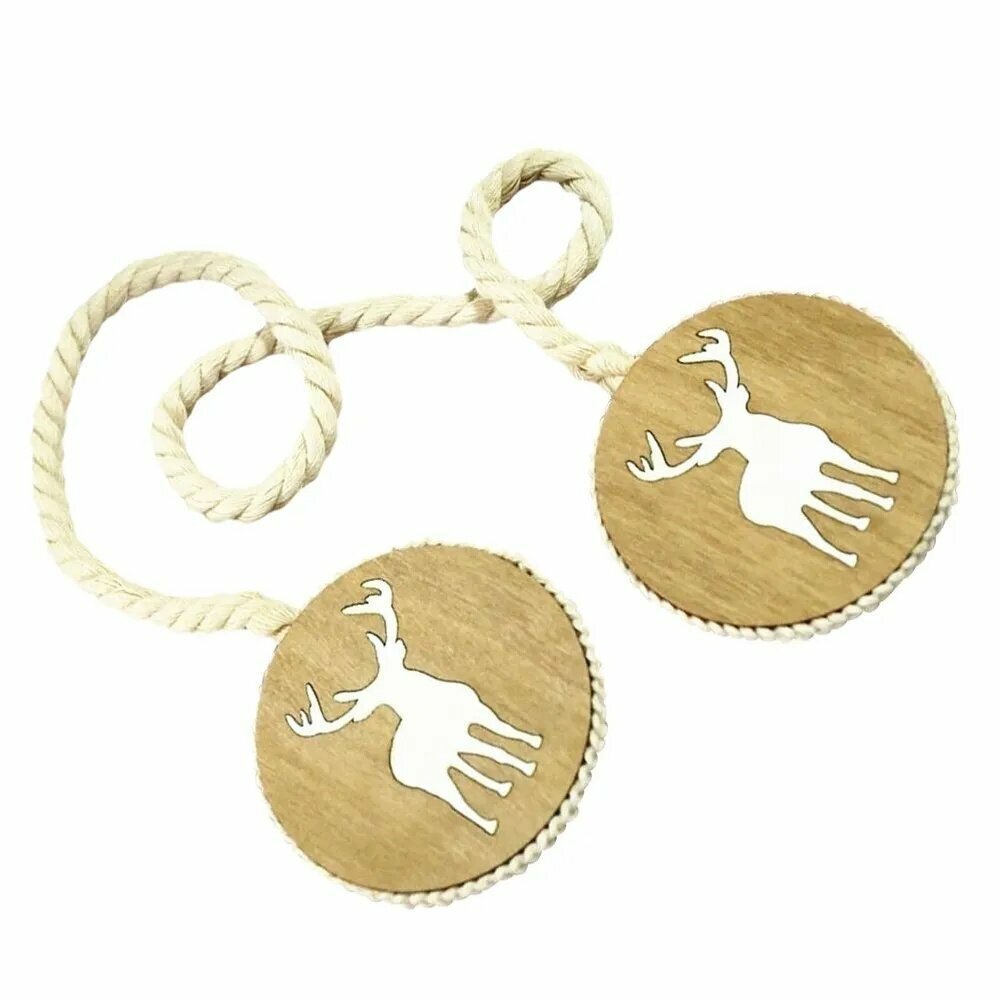 Магнитный штора-фиксатор из дерева с хлопковой лентой и фигуркой оленя для оформления интерьера