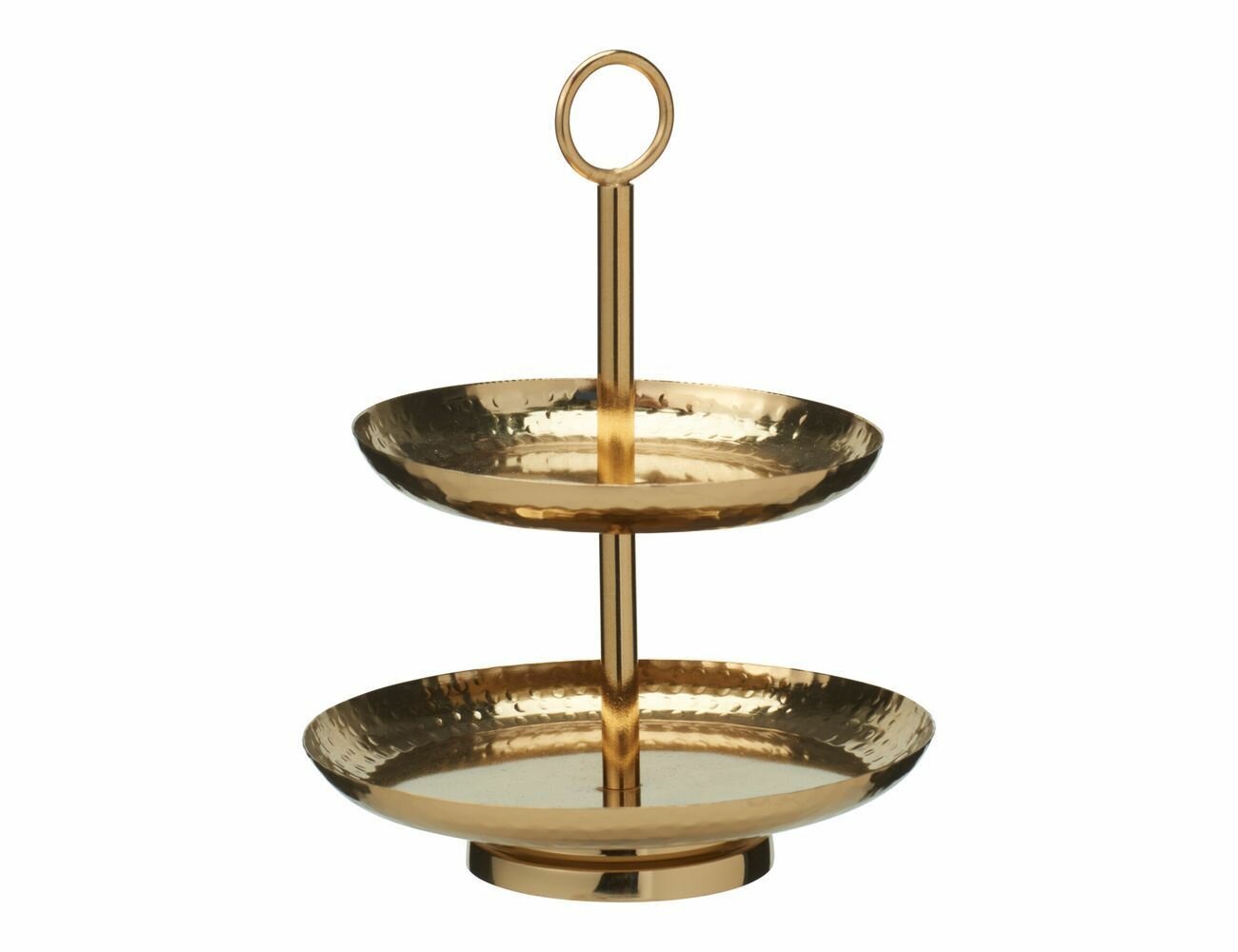Сервировочная этажерка пьятто двухъярусная, металл, золотая, 21 см, Koopman International A67102870