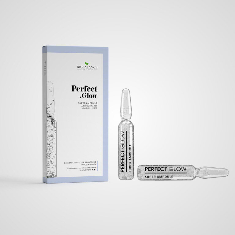 Ампула для лица с азелаиновой кислотой 10% 10*2 мл BIOBALANCE SUPER AMPOULE PERFECT GLOW AZELOGLICINA 10% AZELAIC ACID + GLYCINA SUPER AMPOULE Ампулы 10 * 2 мл