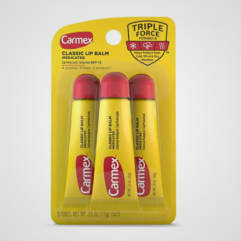 Набор бальзамов для губ классический в тубе 3 шт Carmex Medicated Classic Lip Balm Tube Pack Набор 1 шт