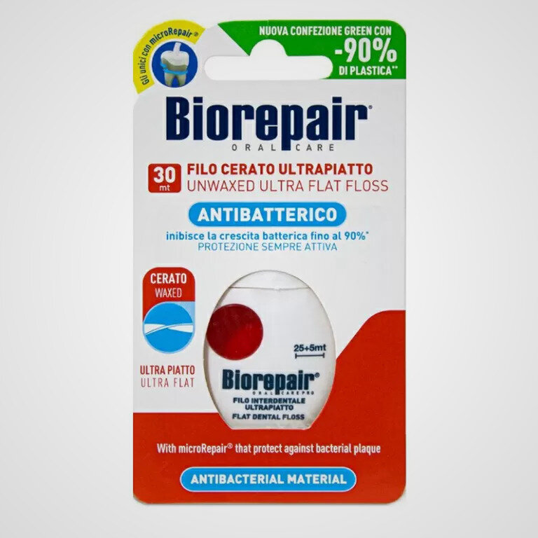 Вощеная ультра-плоская зубная нить Filo Cerato Ultrapiatto BIOREPAIR Filo Cerato Ultrapiatto Лента 1 шт