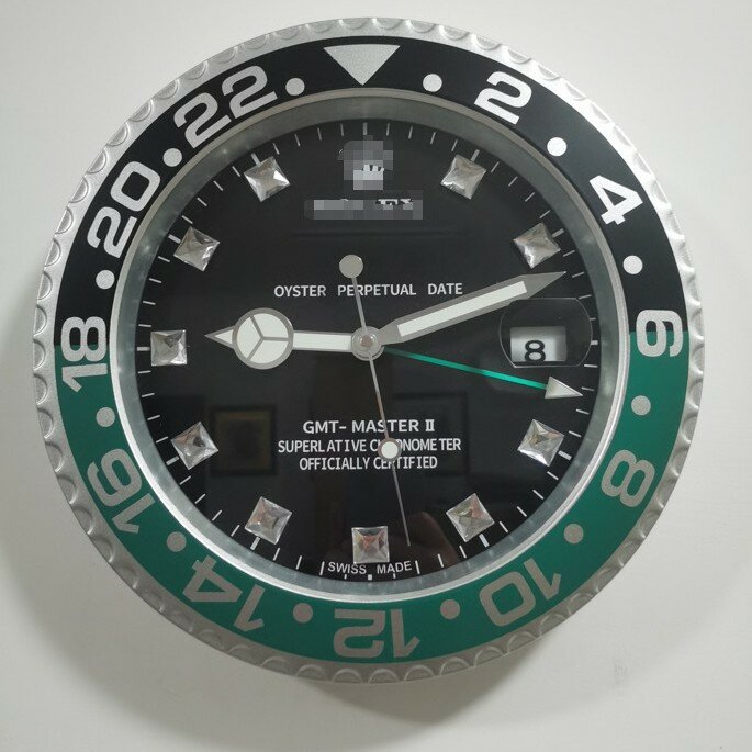 14inch Настенные часы Rolex Submariner с металлическим корпусом и увеличительным стеклом GMT, подходящие для залов в