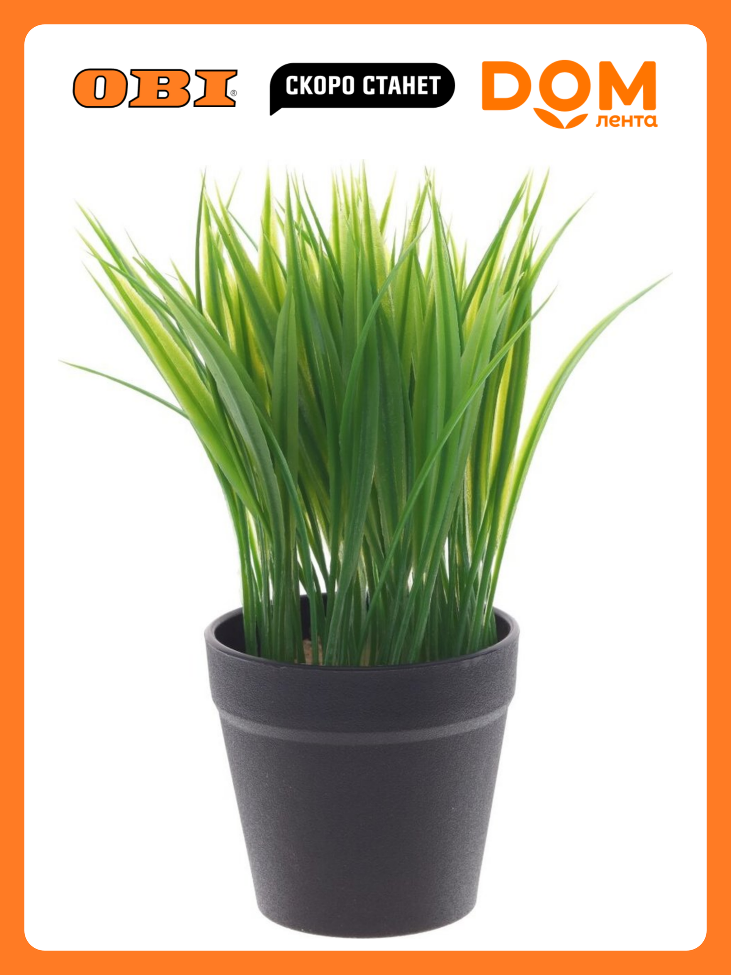 Композиция "Осока", искусственная, кашпо черное, 15x15x20 см