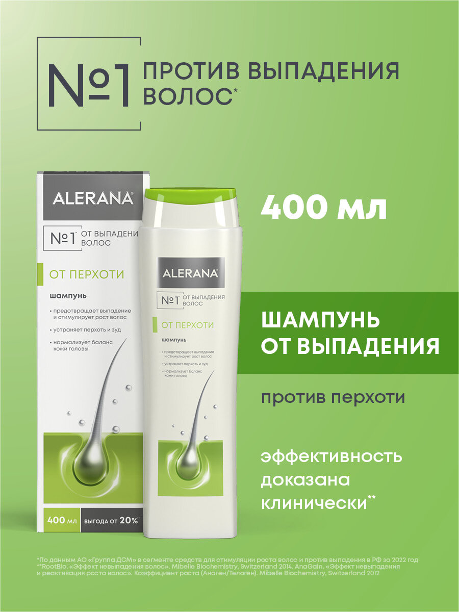 Шампунь против перхоти и выпадения Алерана, 400 мл