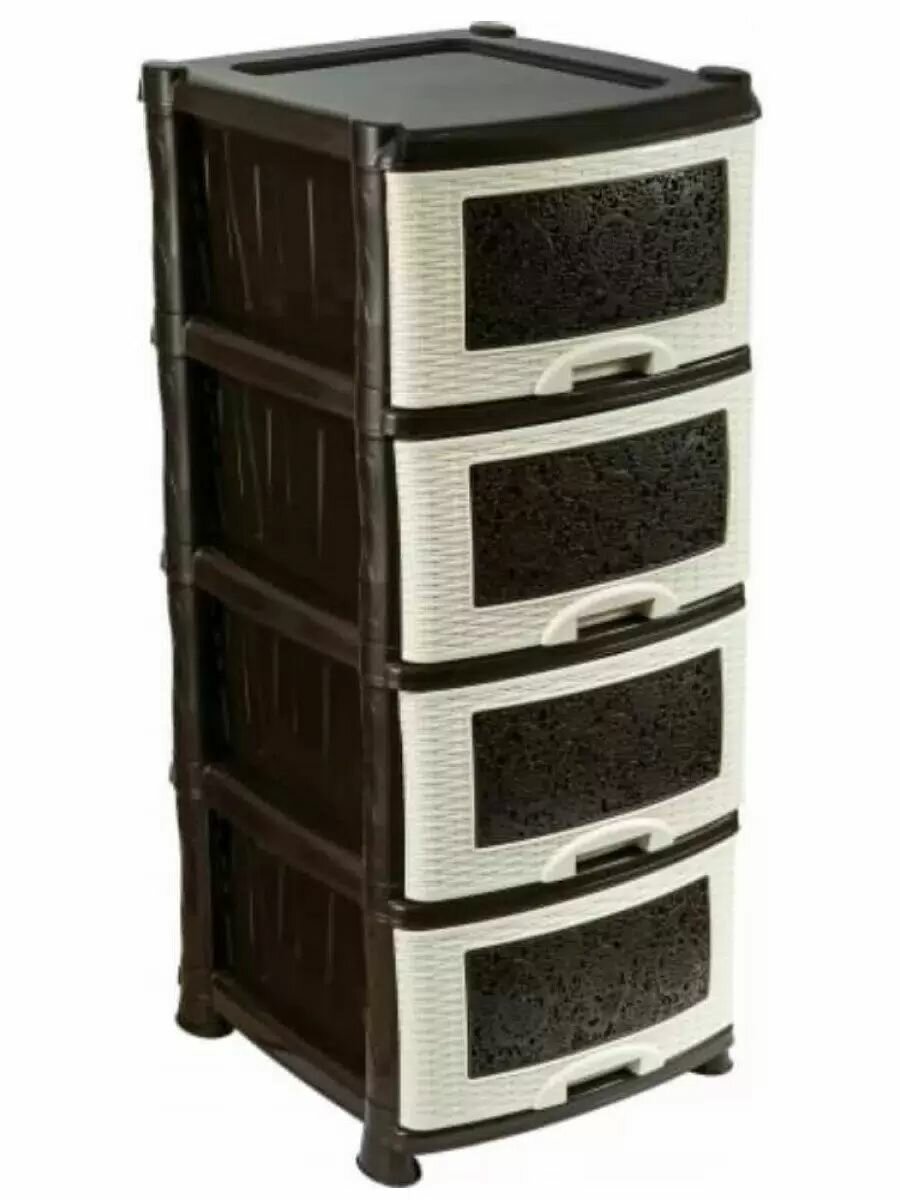 Комод Виолет Ажур, 4 ящика, 47х39х95 см, коричневый