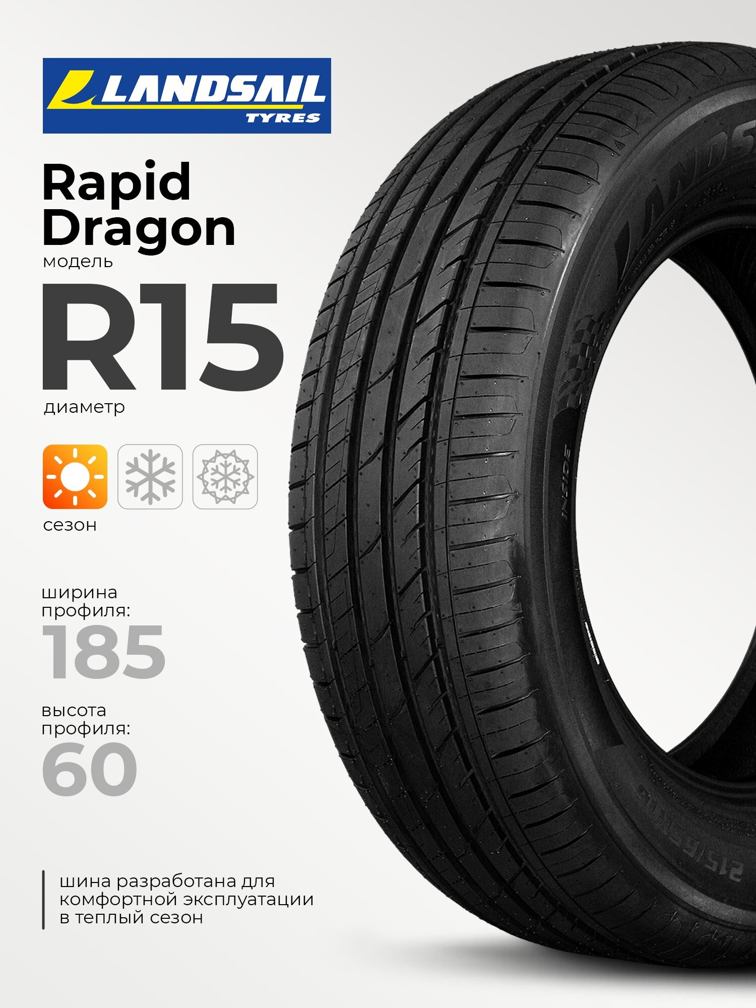 Летние шины Landsail Rapid Dragon 185/60 R15 84H