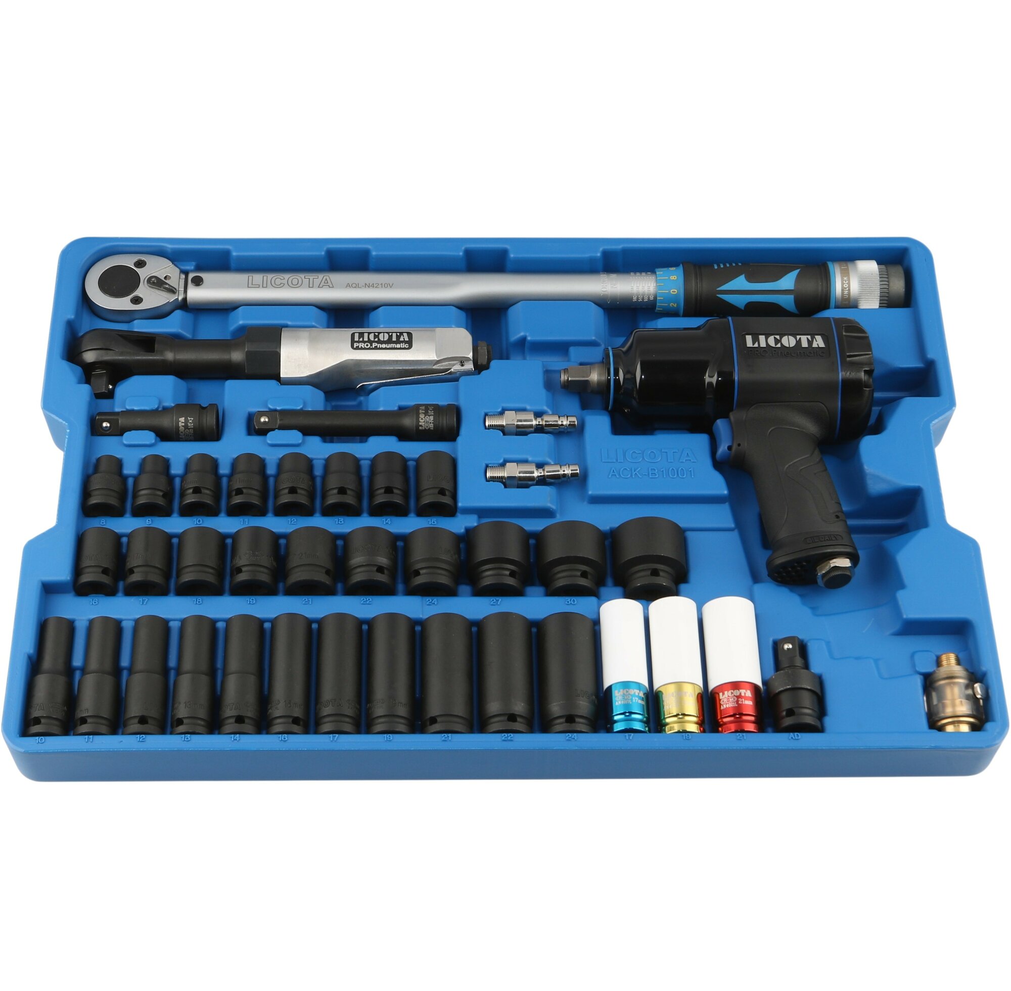 Licota ACK-B1001 Набор с гайковертом, пневмотрещоткой, ударными головками и динамометрическим ключом