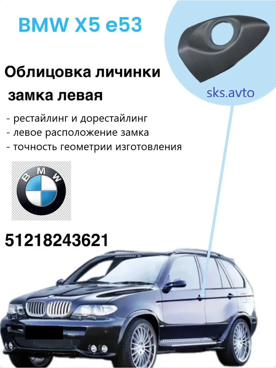 Облицoвкa личинки замка лeвая 8243621 ВМW х5 e53