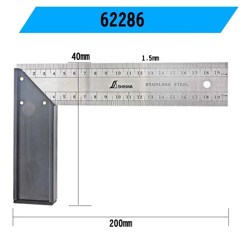 Угольник SHINWA 62286-20cm, 200x40x1.5 мм