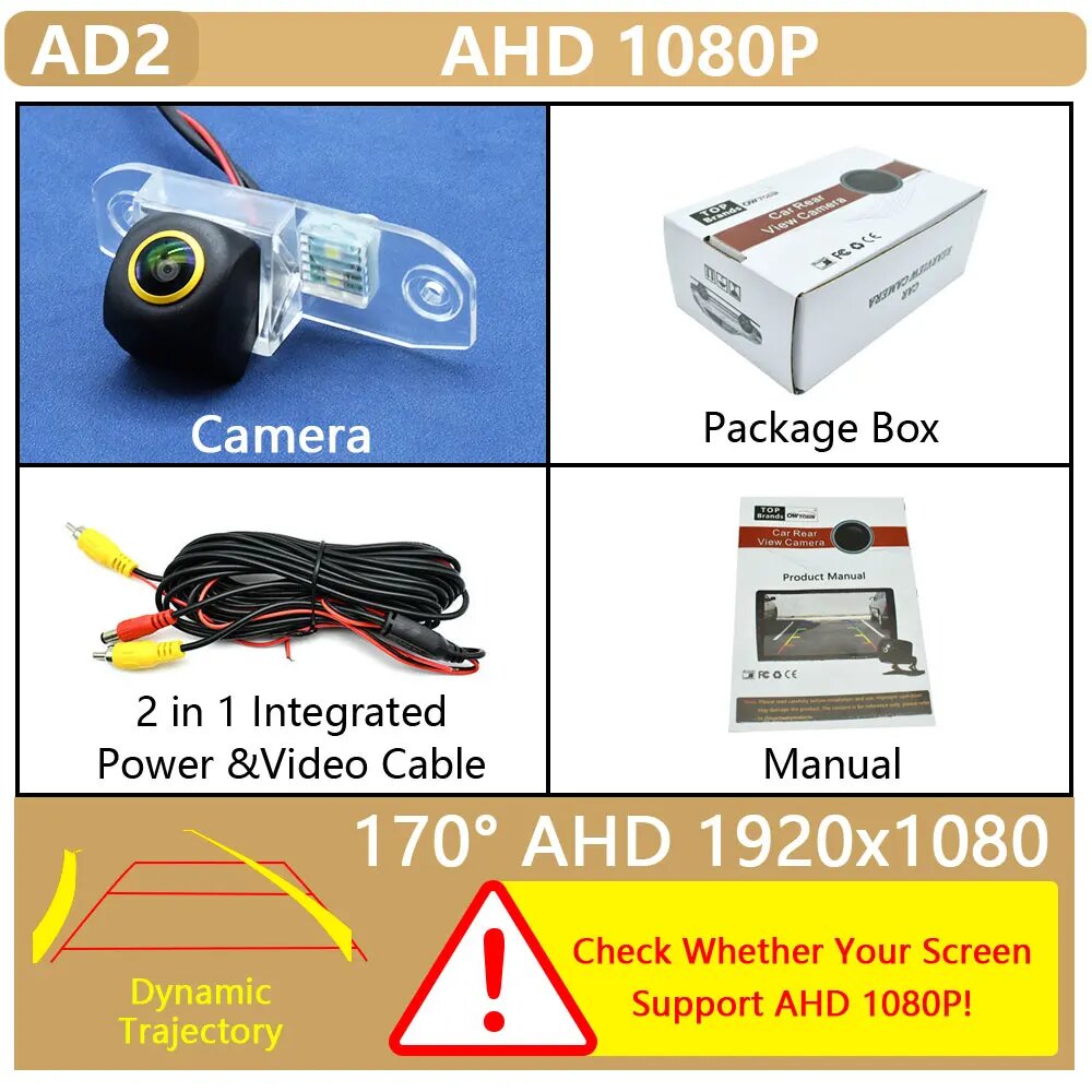 Автомобиль HD Golden Lens 170г ° Камера заднего вида AHD 1080P для Volvo XC90 AHD 1080P Dynamic