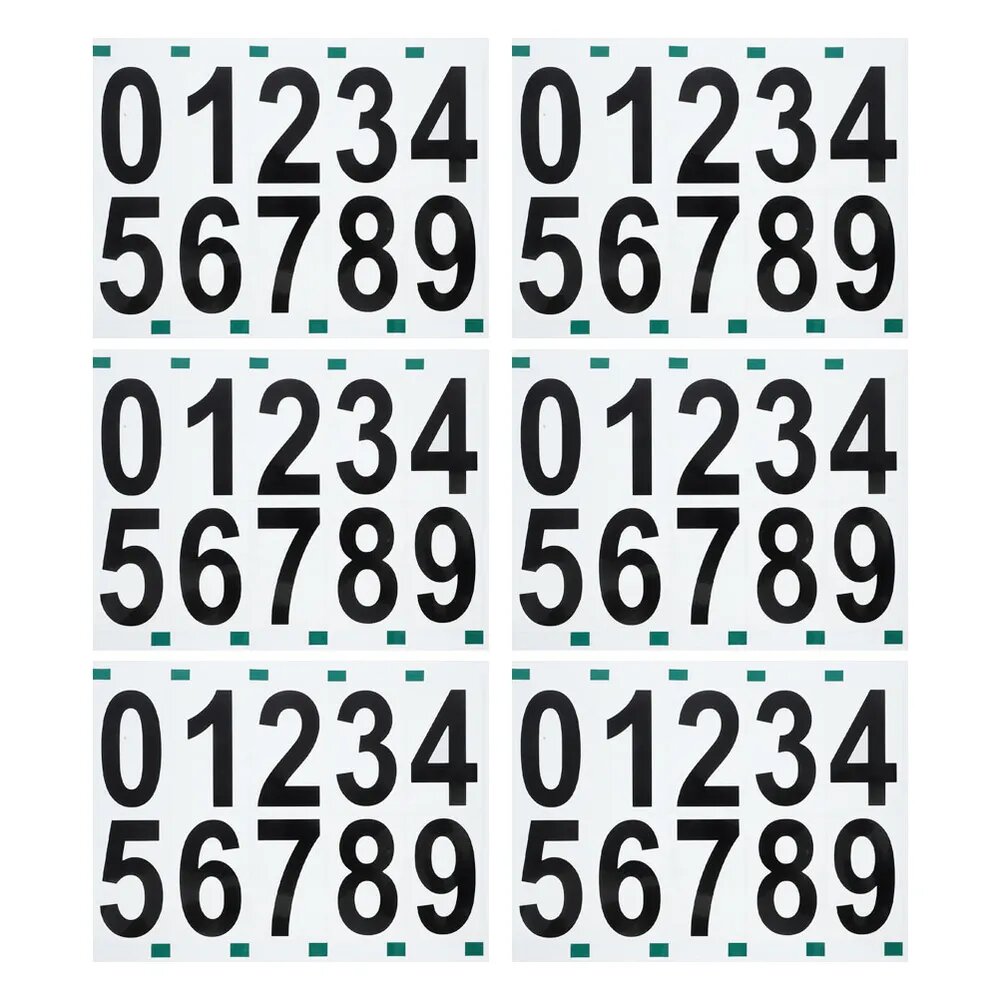 Самоклеящиеся черные пвх цифры для обозначения адреса и почтового ящика, набор из 6 листов