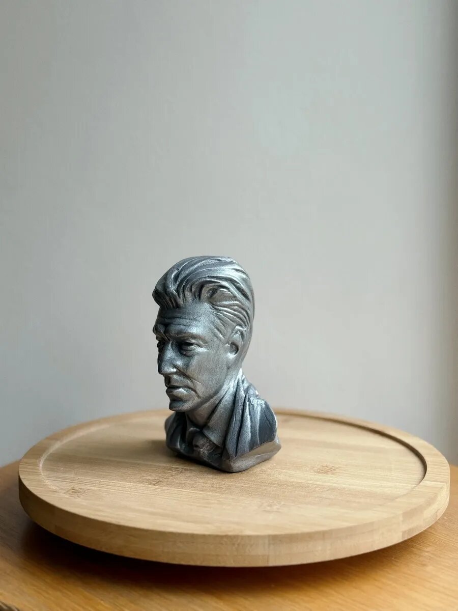 Статуэтка бюст Дэвида Линча, 12 см, из гипса, ручная работа, в цвете — фото 1