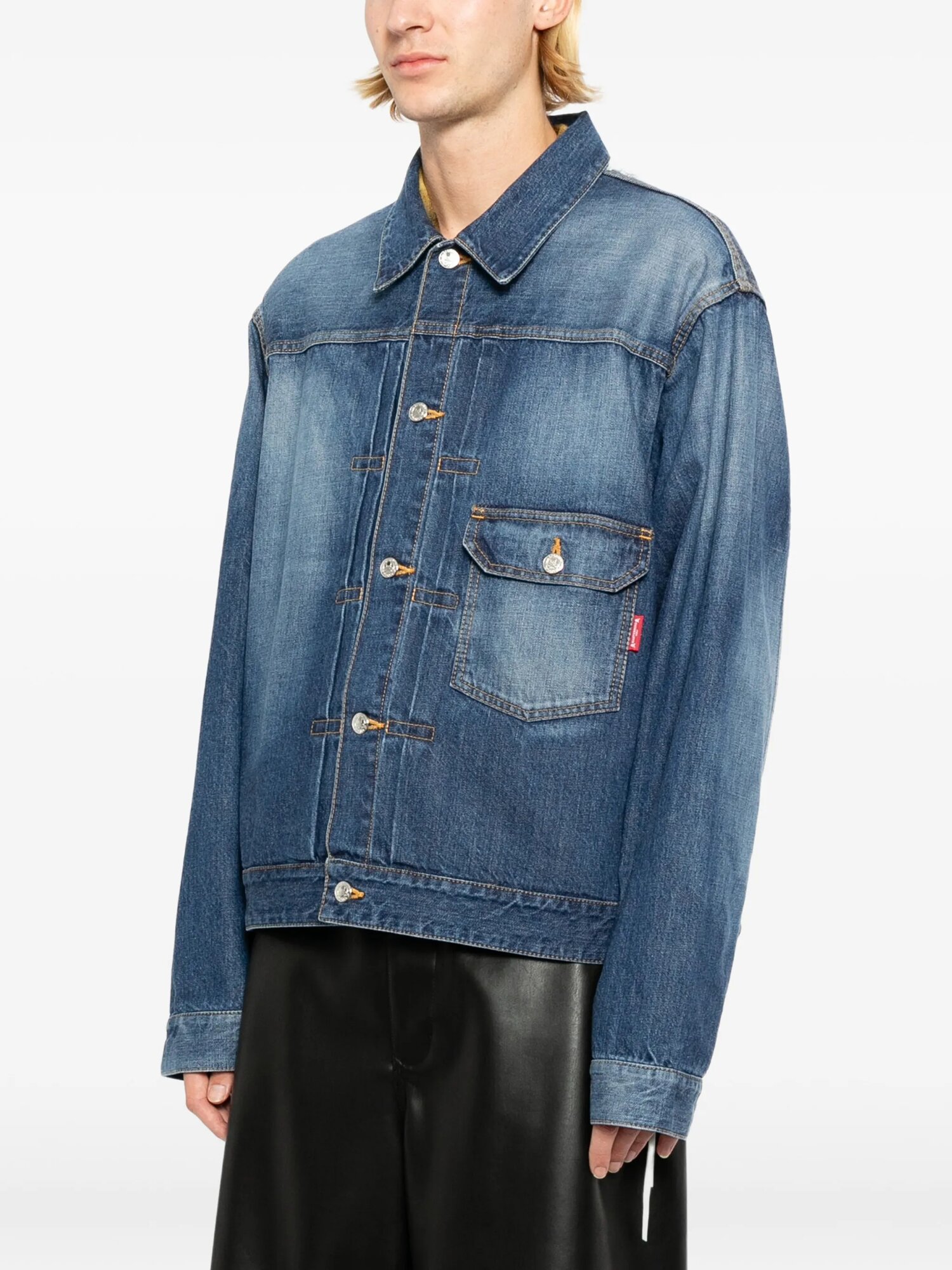 Куртка MASTERMIND Patchwork jacquarded denim jacket, размер 50 — фото 1