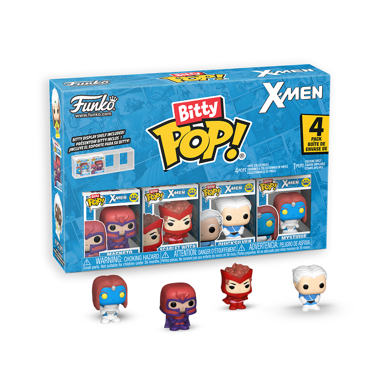 Набор фигурок Funko POP! Bitty X-Men 91390 Магнето, Алая Ведьма, Ртуть, Мистик, 4 шт