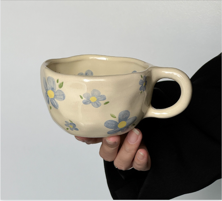 Керамическая кружка Milk fufu flower ins wind-маленькая орхидея ручной работы, 400 мл
