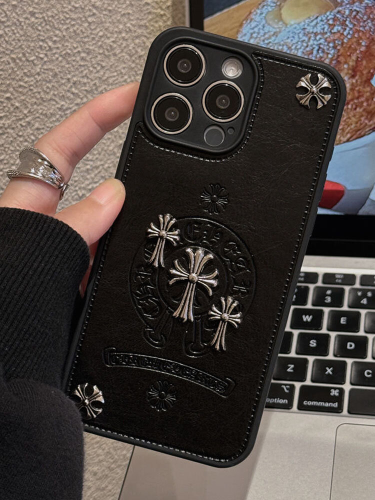 Чехол для iPhone 14 Pro Max с Скриншоты Chrome Hearts/Крест/Кожаные материалы