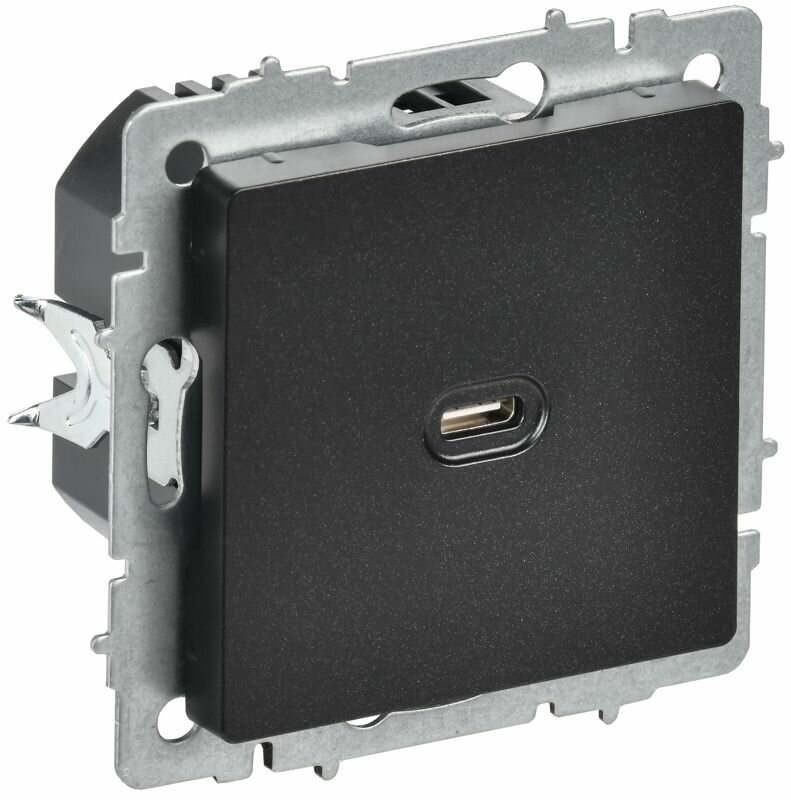 Розетка СП BRITE РЮ12-1-БрЧ USB C 65Вт высокоскор. заряд. черн. IEK BR-U13-065-K02