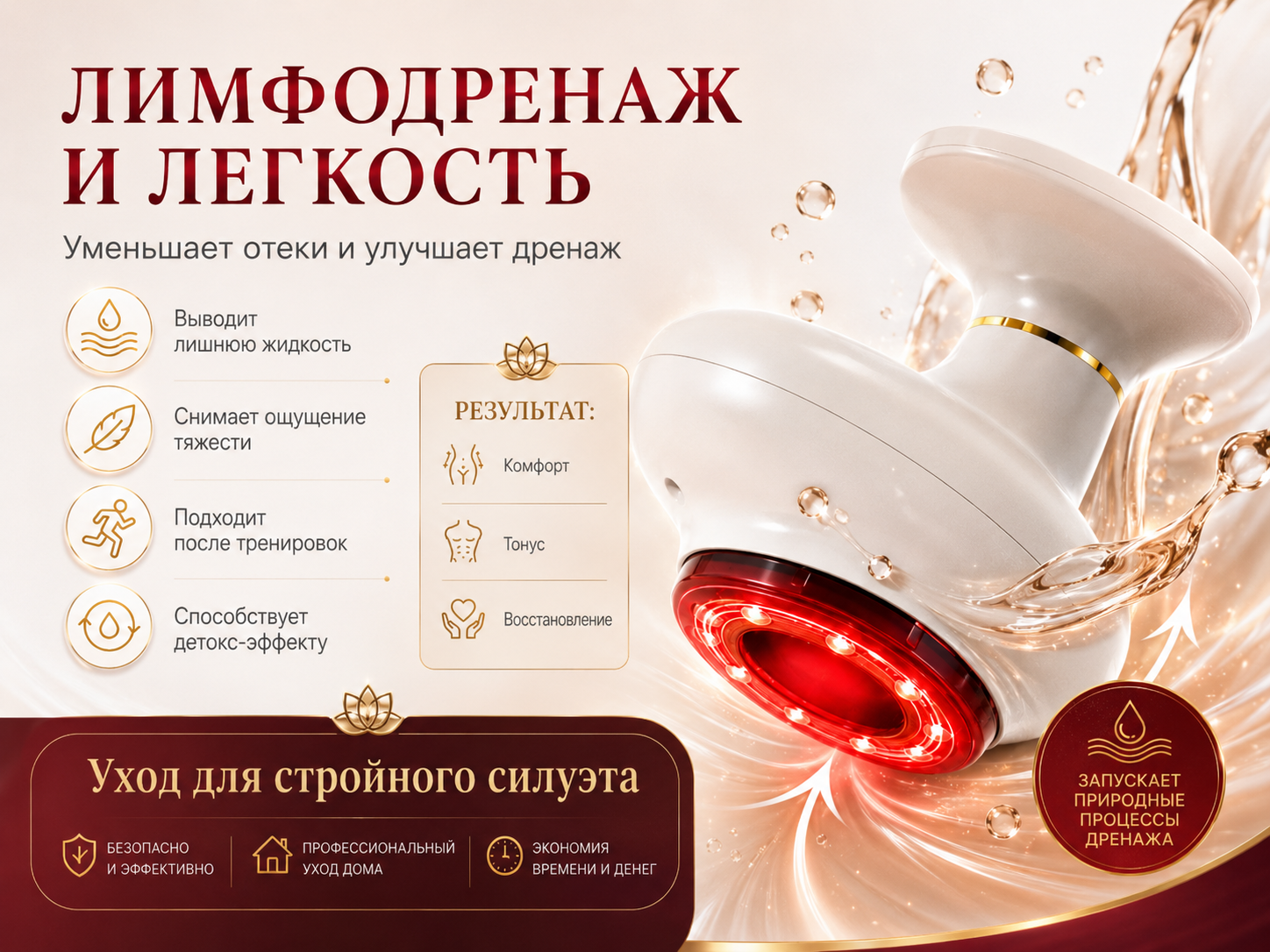 Электрический антицеллюлитный массажер с вакуумом и прогревом для фигуры и кожи.