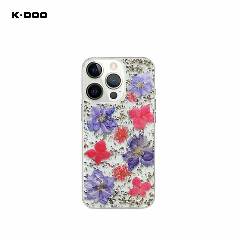 Чехол Flowers для iPhone 14 Pro, темно-фиолетовый