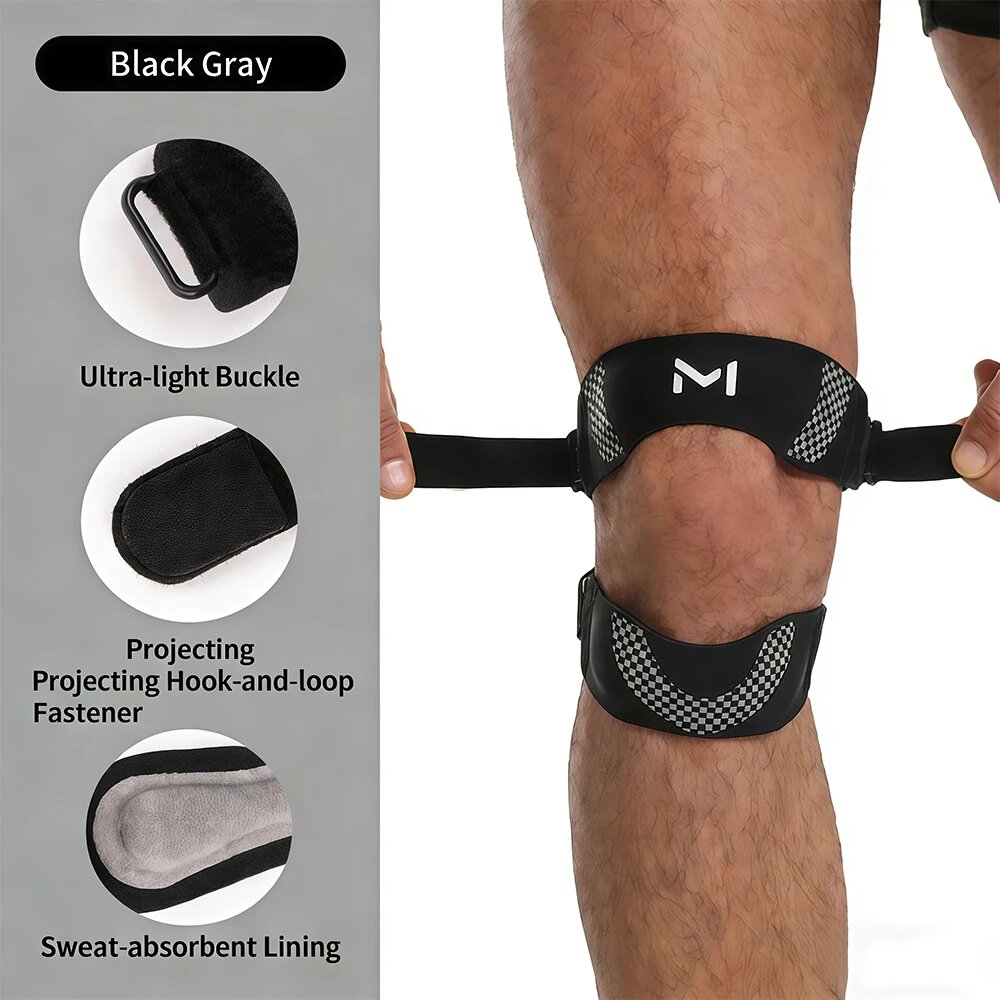 Черный неопреновый фиксатор колена для спорта Black Gray