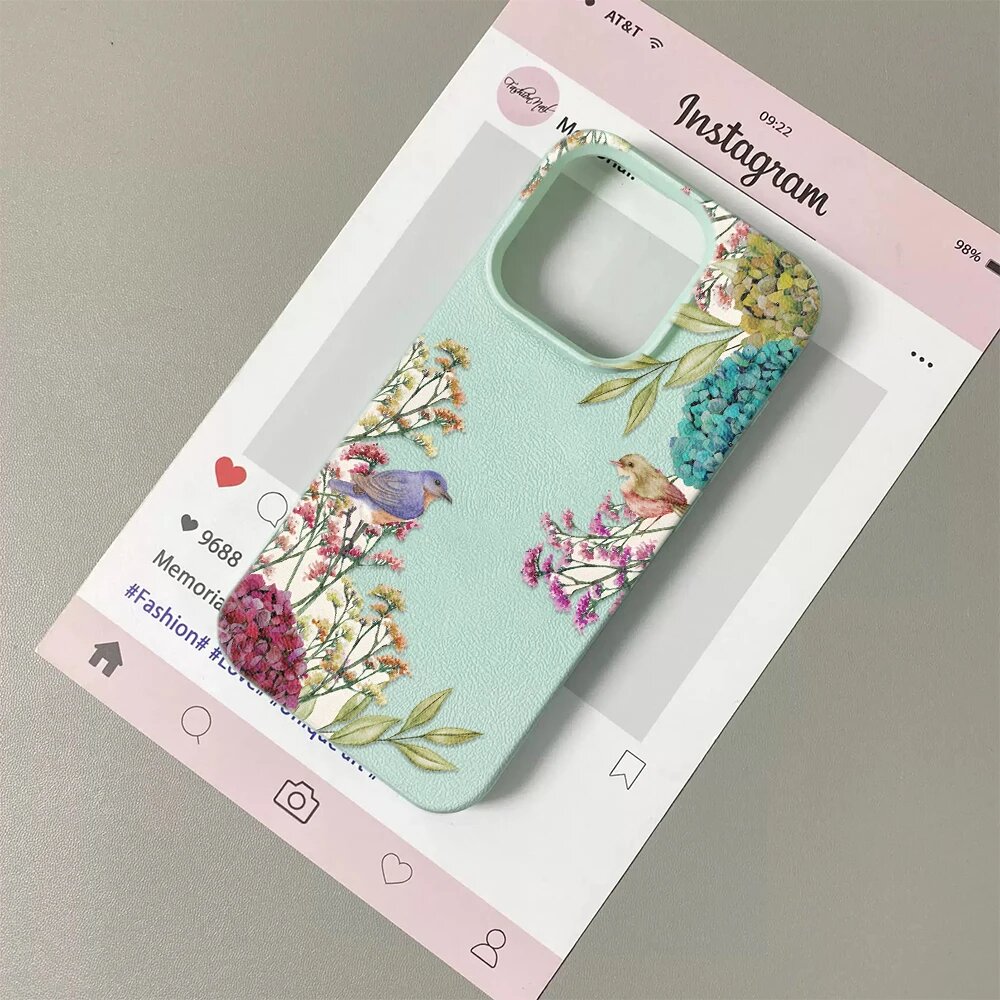 Чехол для телефона Luck Magpie с цветочным принтом для iPhone 17 Pro Max, 17 Air, 16, 15, 14, 13, 12, 11 Plus, 16E, из кожи с текстурой личи, задняя крышка-футляр