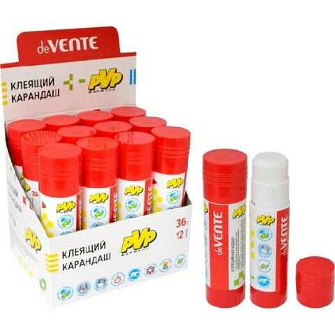 Клей-карандаш deVENTE 36 г, на PVP-основе, быстросохнущие (4042038)