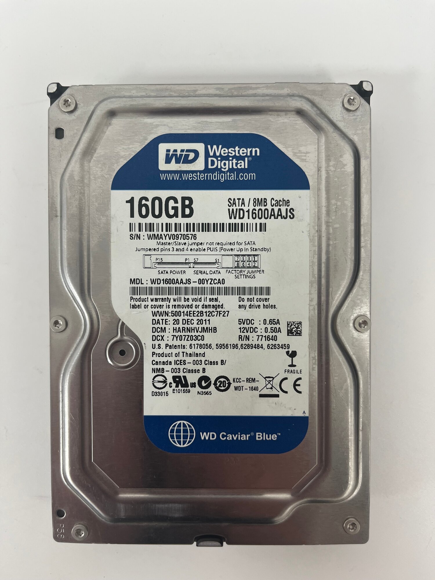Внутренний жесткий диск Western Digital Caviar Blue объемом 160 ГБ (модель WD1600AAJS)