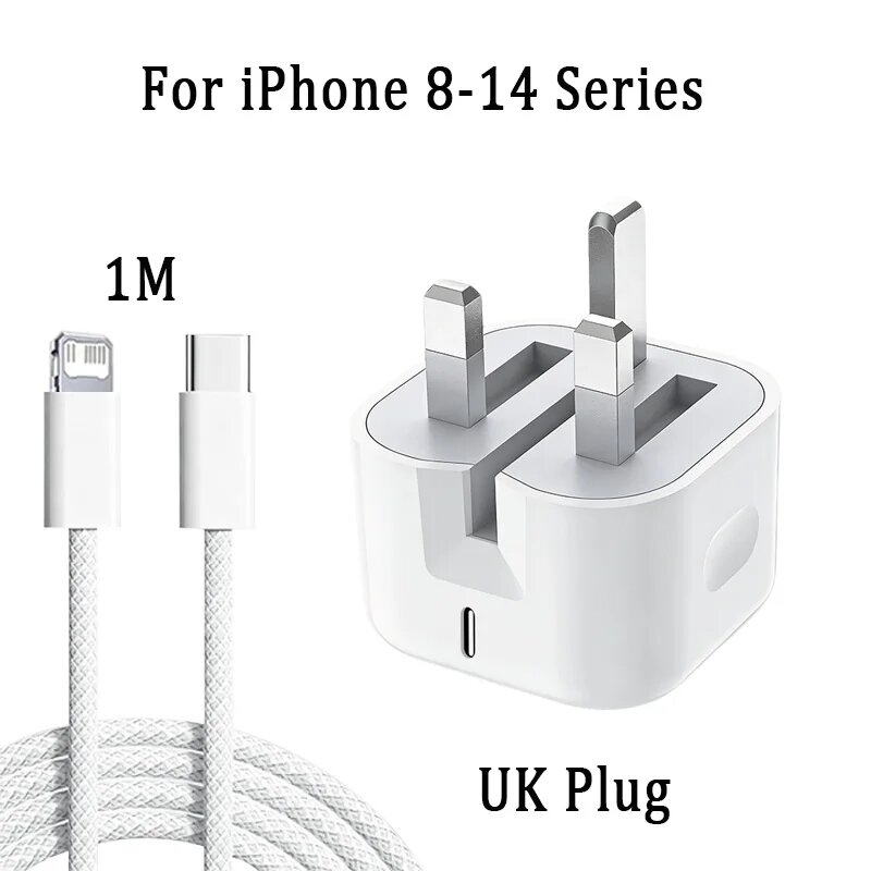 Зарядное устройство PD 40W для Apple (быстрая зарядка) для iPhone 17, 16, 15, 14, 13, UK 2IN1 C-L