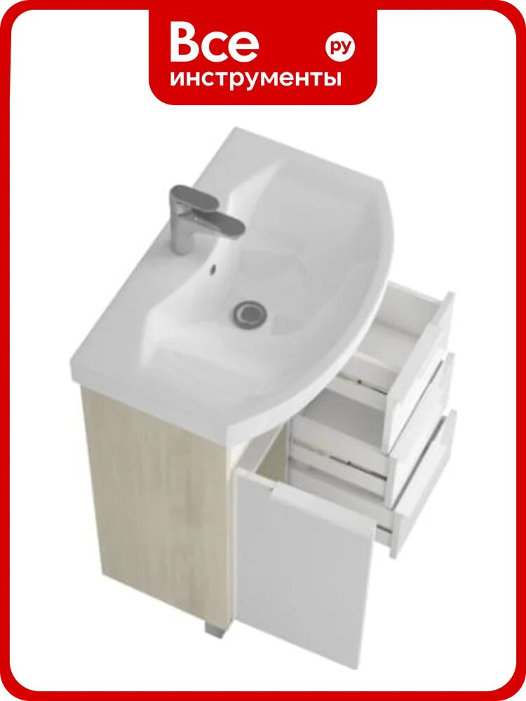 Тумба-Умывальник рико 65 AQUATON Белый-Ясень Фабрик Раковина SMILE 65 00042746 1A213301RIB90