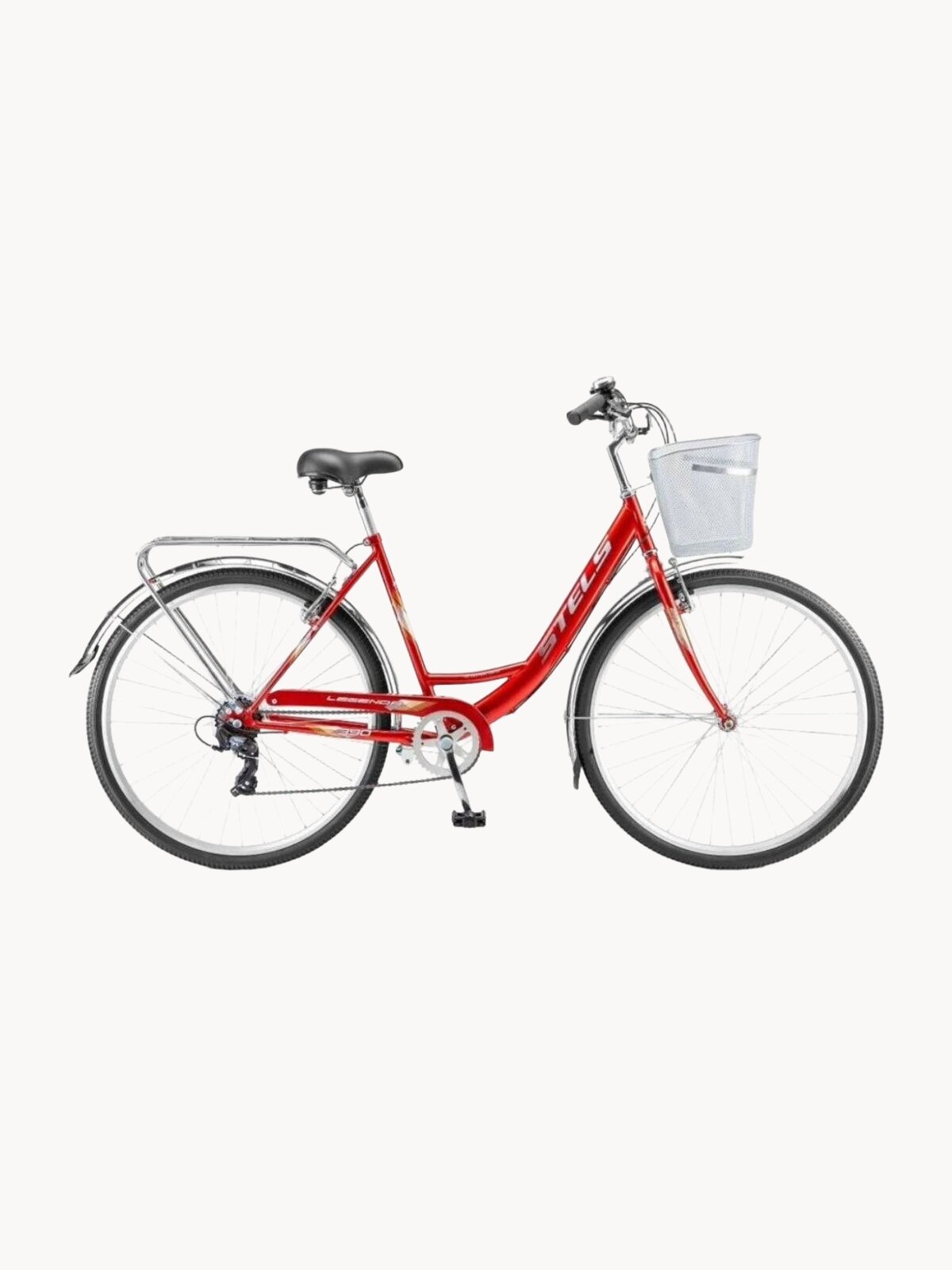 Велосипед 28" STELS Legenda 390 V рама 20", красный, 7 скоростей, на рост 165-195см, городской классический дорожный, мужской женский корзина И насос в комплекте