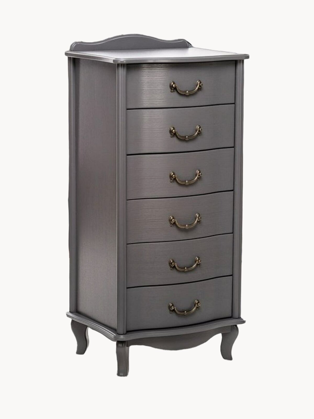Комод K-home в классическом стиле, МДФ, высокий, 6 ящиков, серый ясень, для спальни