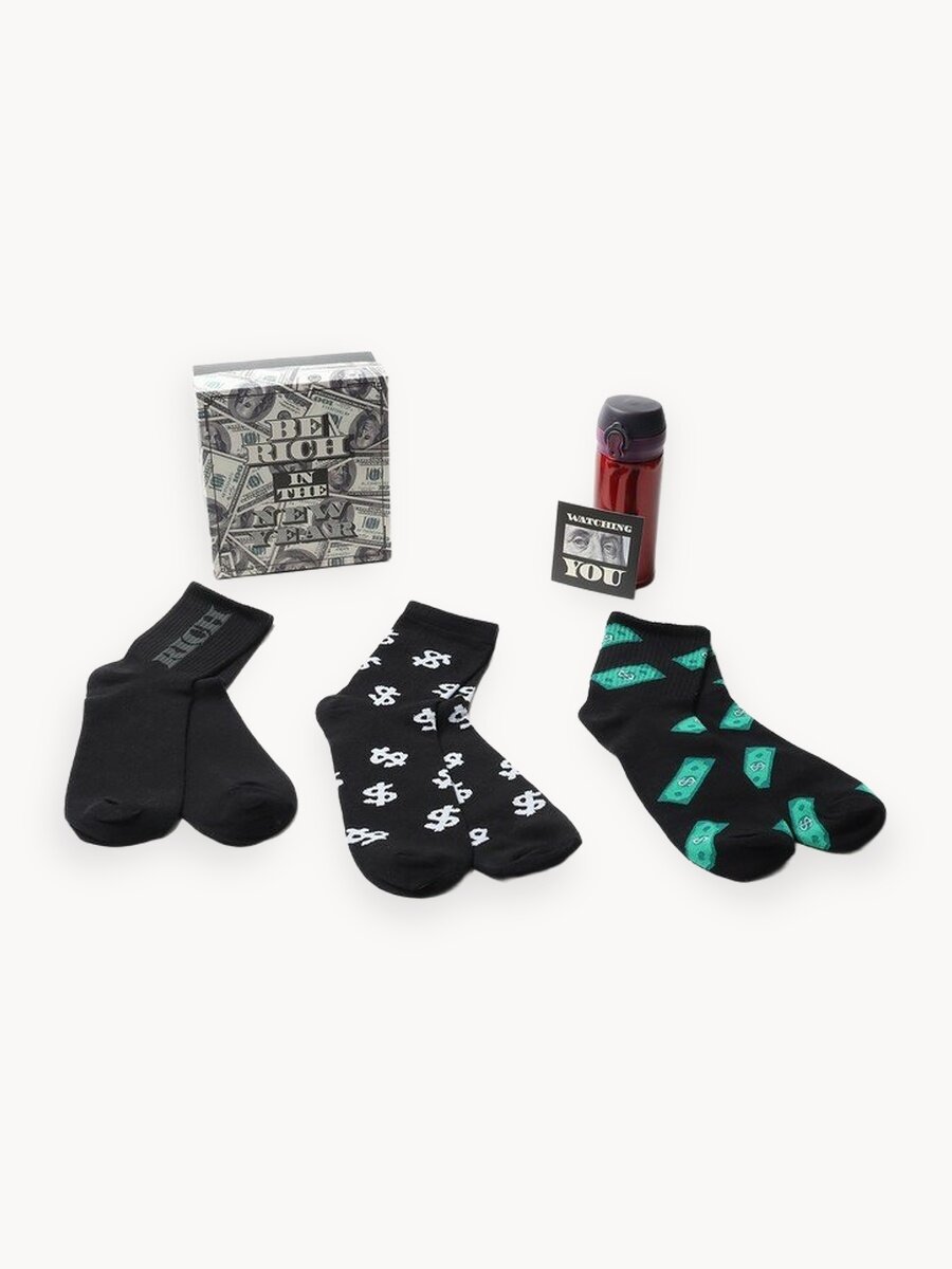 Подарочный набор KAFTAN "Be rich" термос и носки 3 пары размер 41-44 (27-29 см)