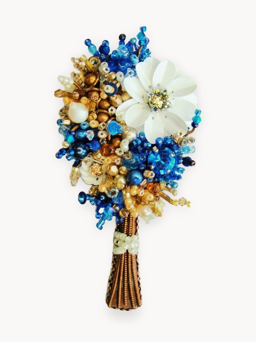 Брошь, жемчуг Swarovski синтетический