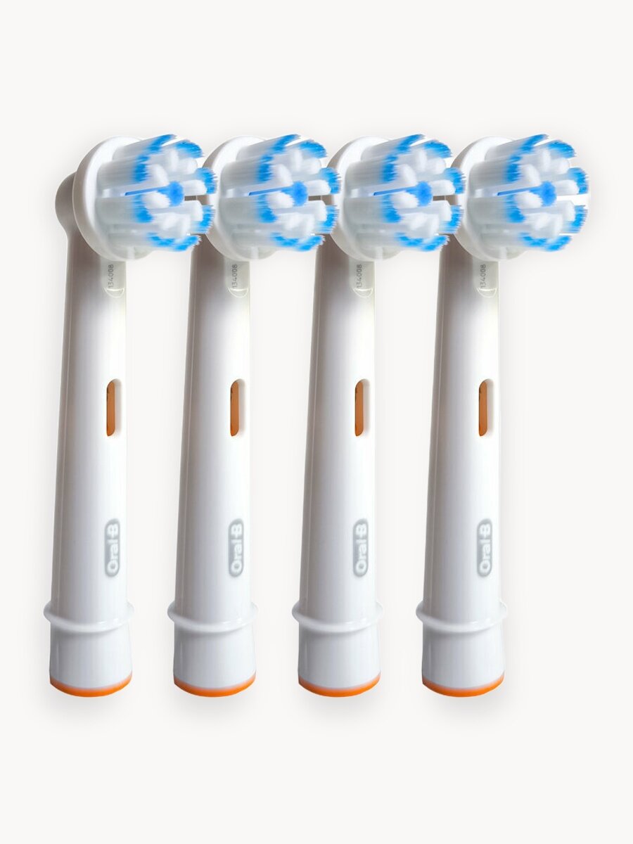 4 тестовых насадки Oral-B Sensitive Clean, новый дизайн, мягкие, для электрической зубной щетки