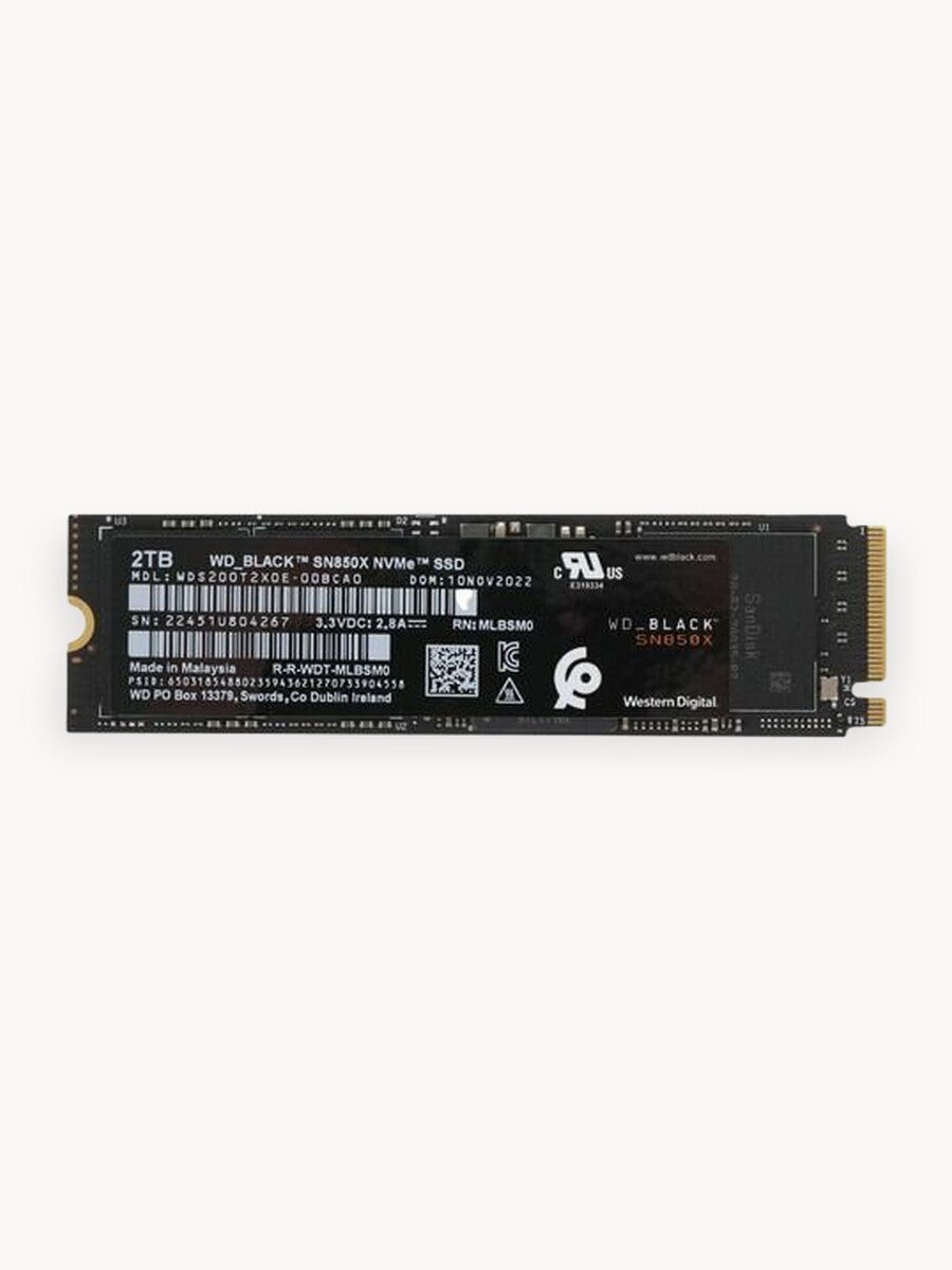 SSD накопитель WD Black SN850X WDS200T2X0E 2ТБ, M.2 2280, PCIe 4.0 x4, NVMe, M.2