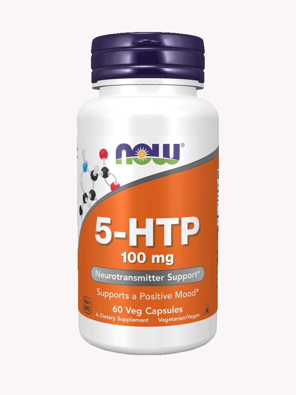 NOW 5-HTP, 60 шт. 100 mg/ Бад Нау 5-гидрокситриптофан, 100 мг, 60 вег. капсул/ Витамины
