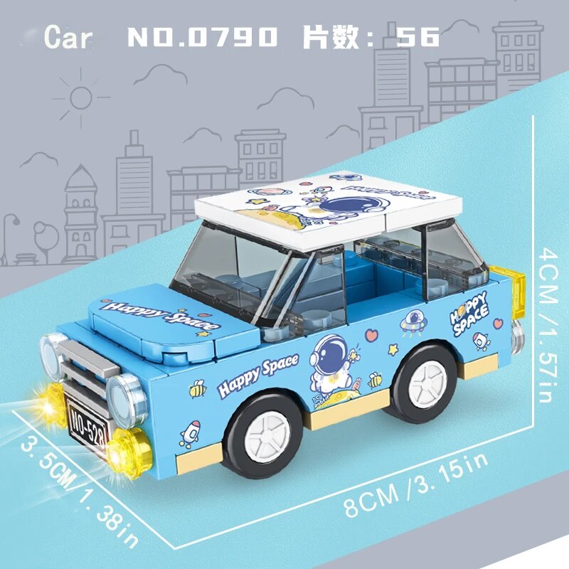 Конструктор машинка "Happy Space", 56 деталей, цвет 0790