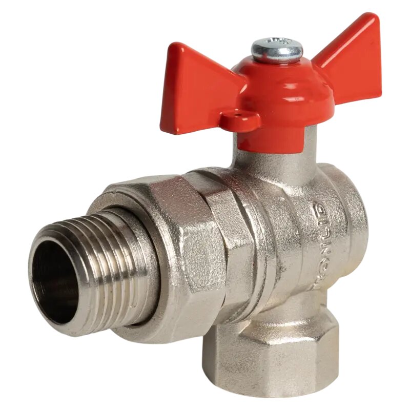 Кран шаровой с американкой угловой Monlid DN15 PN40 1/2" ВР/НР латунь ручка бабочка