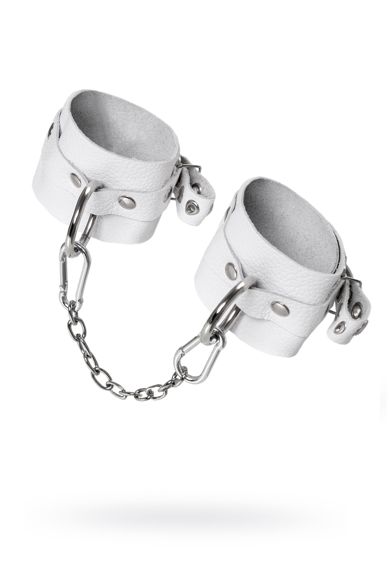 Наручники BDSM из натуральной кожи, белые, регулируемый размер, стальная фурнитура, ручная работа