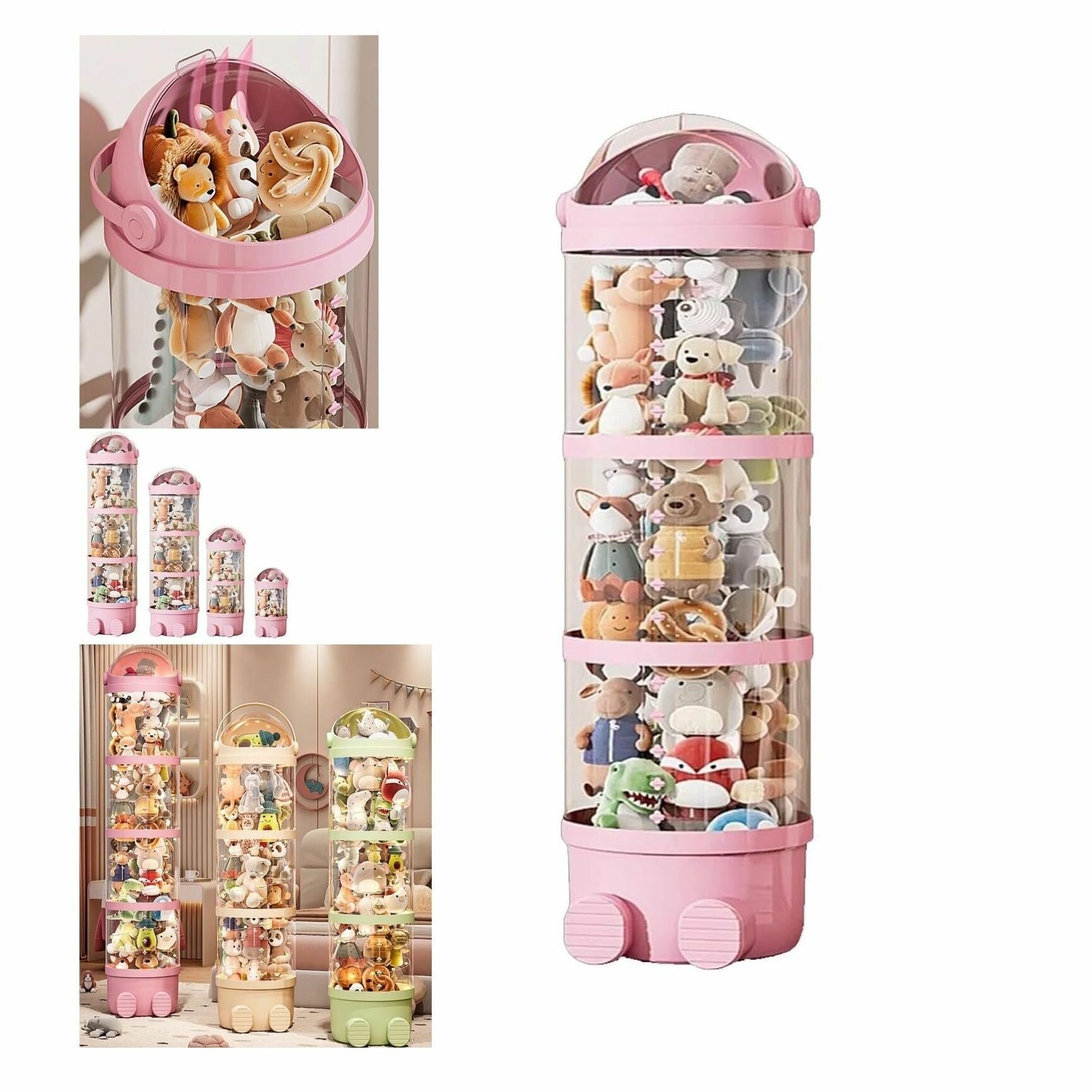 Органайзер для хранения игрушек, пластик, прозрачный, розовый